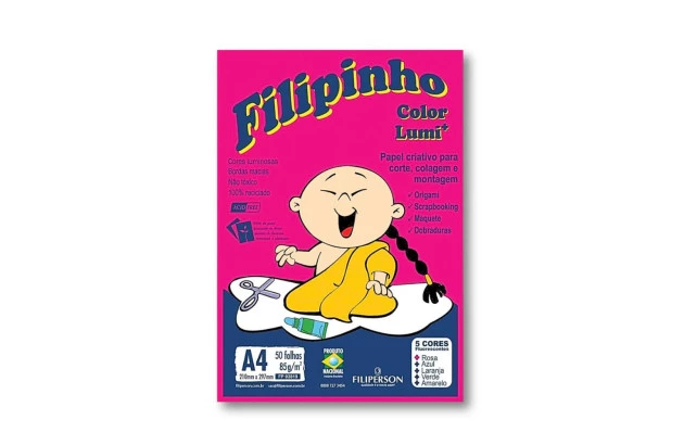 BLOCO DE PAPEL CRIATIVO COLOR LUMI A4 185G 5 CORES 50 FOLHAS - FILIPERSON 3819